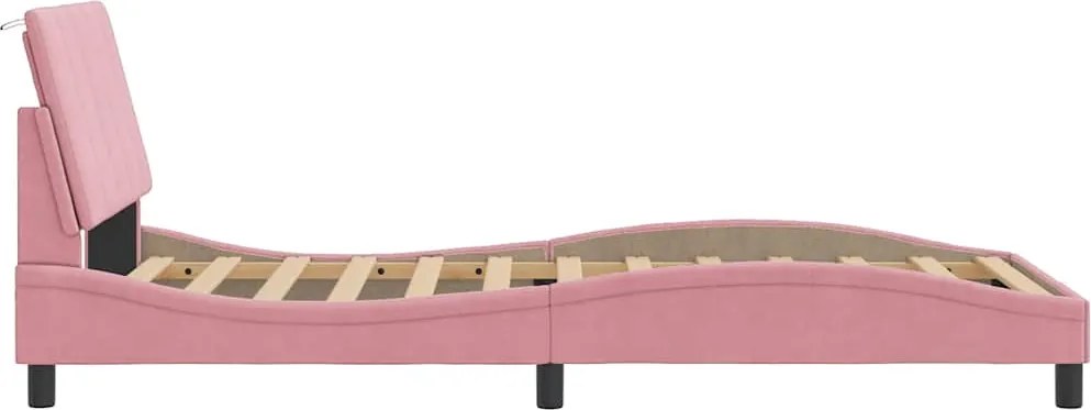 Rám postele bez matrace Hanko růžový 100x200 cm samet 3207836