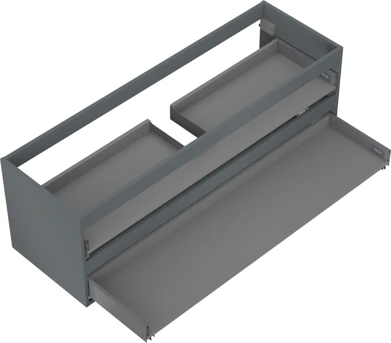 Mexen Box-A, závěsná skříňka 140 cm, 2 zásuvky, grafitová matná, 91AX0-1400-470-2-66