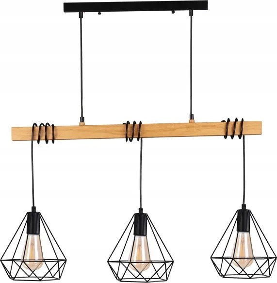 3X Sufitová lampa 130cm Listwa Vigo Wood