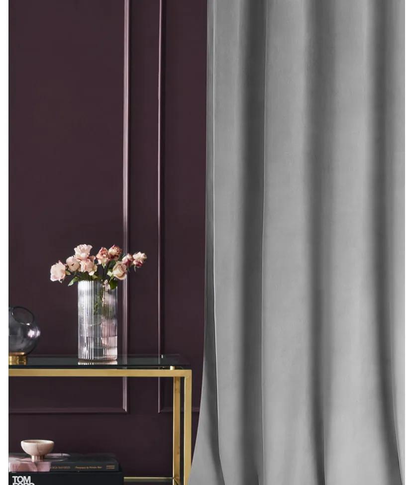Room99 Hotový závěs na pásce CHARMY Jednobarevný Velurový Zatemňovací Barva: Béžová, Velikost: 140 x 250 cm