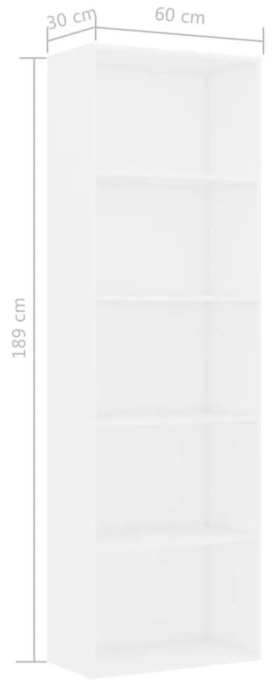Petromila Knihovna 5 polic bílá 60 x 30 x 189 cm dřevotříska