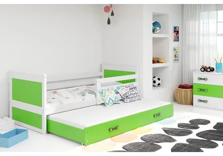 Dětská postel s výsuvnou postelí RICO 190x80 cm Zelená Borovice