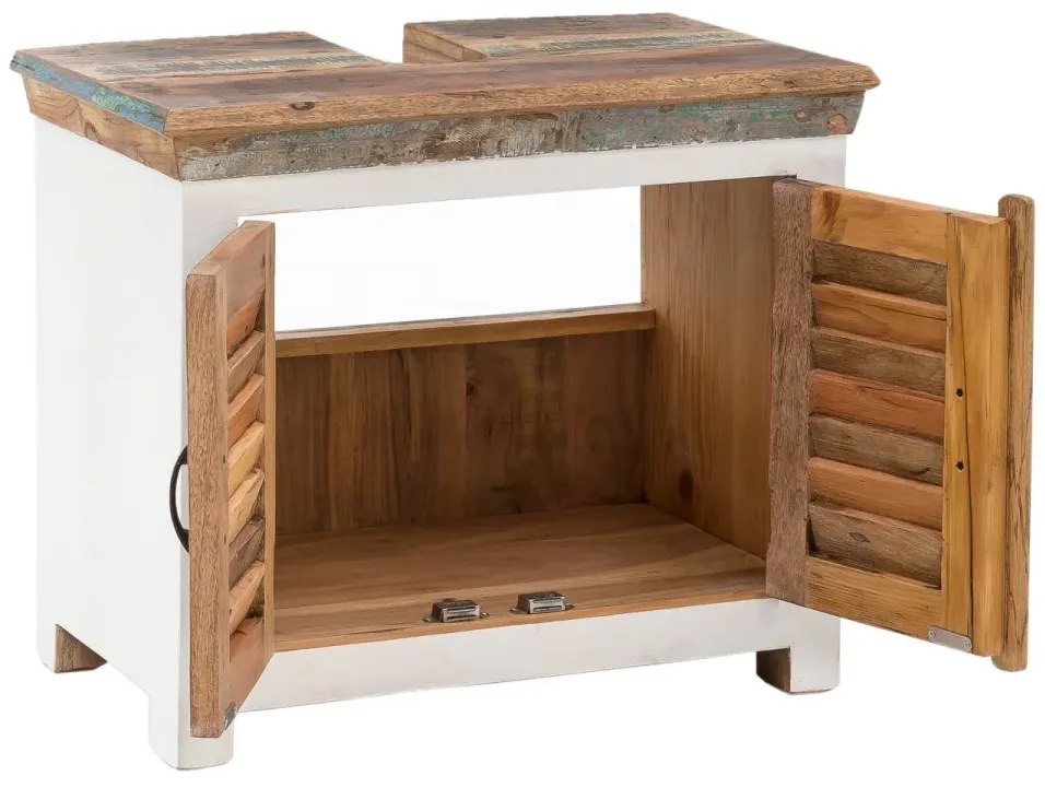 furniture-nabytek.cz - Masivní skříňka pod umyvadlo Perano z recyklovaného dřeva, lakovaná, bílá/barevná