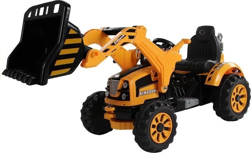 LEAN CARS Elektrický traktor s bagrem oranžový