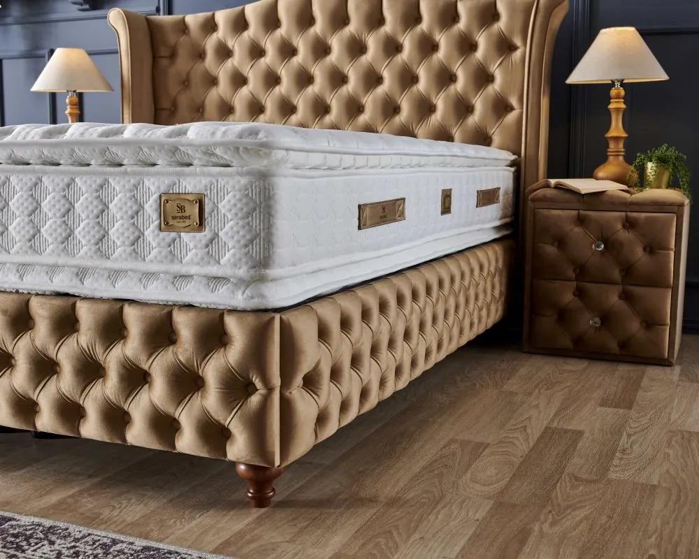 Čalouněná postel GOLD s matrací - zlatá 90 × 200 cm