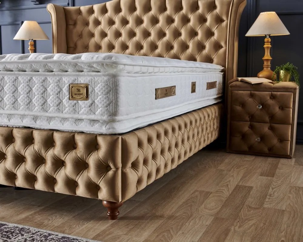 Čalouněná postel GOLD - zlatá 160 × 200 cm
