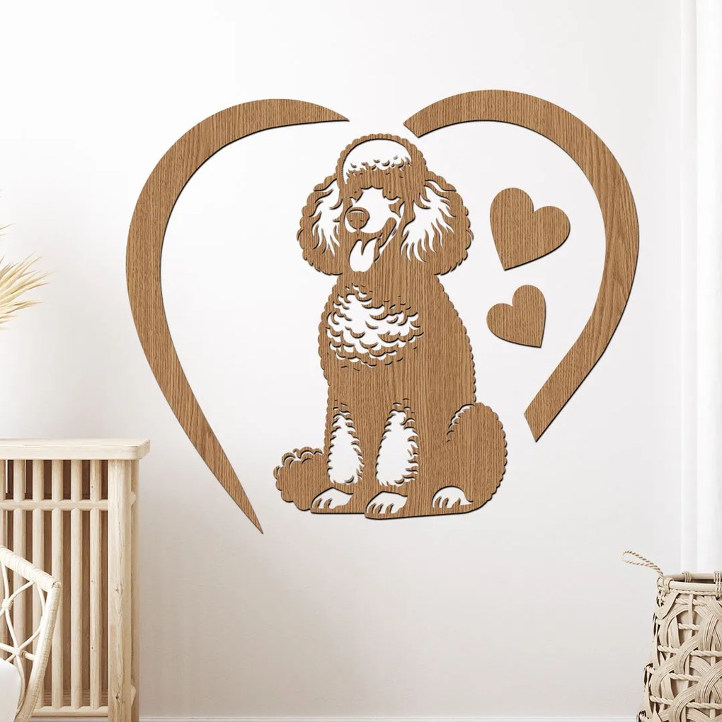 dřevo života Dřevěný obraz Pudl v srdci Zvolte rozměr (cm): 50x44, Zvolte barvu dekoru: Antracitová