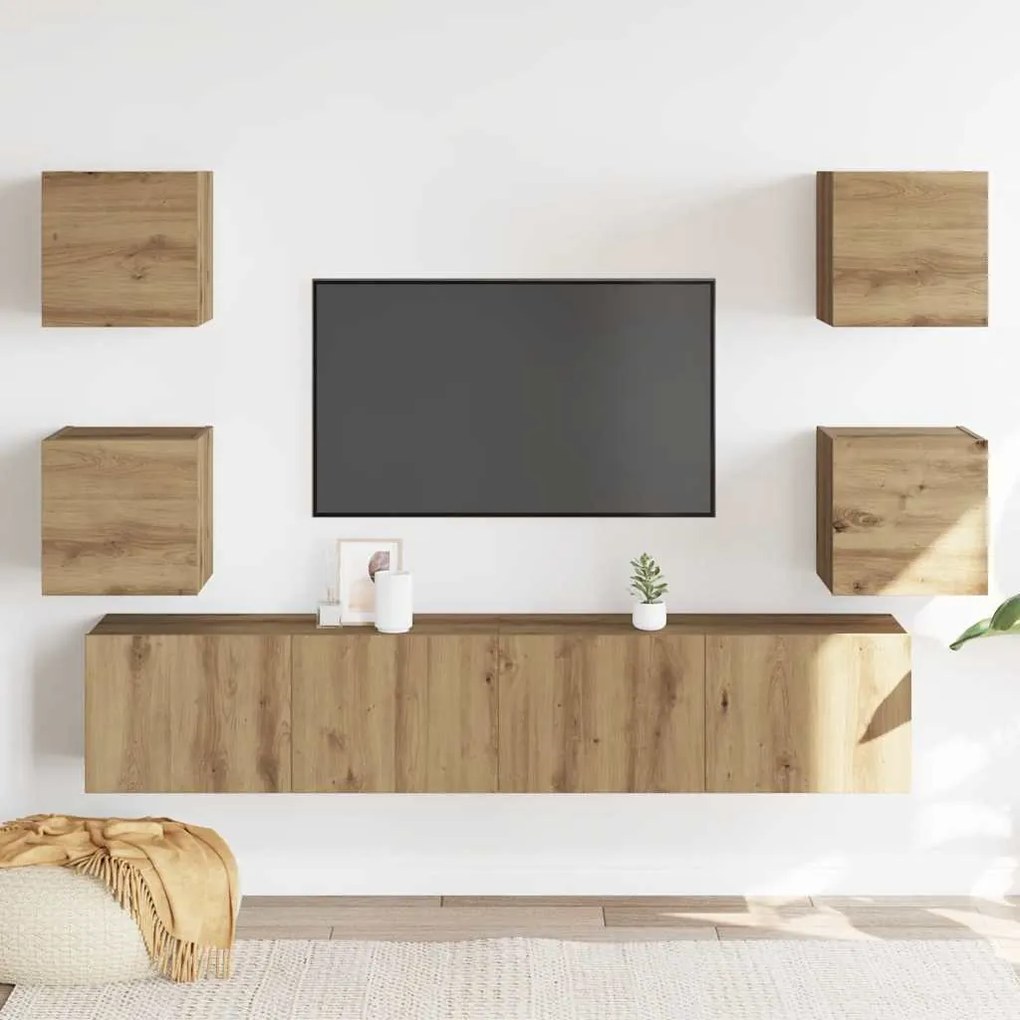 Nástěnné TV skříňky 6 ks dub artisan kompozitní 3328968