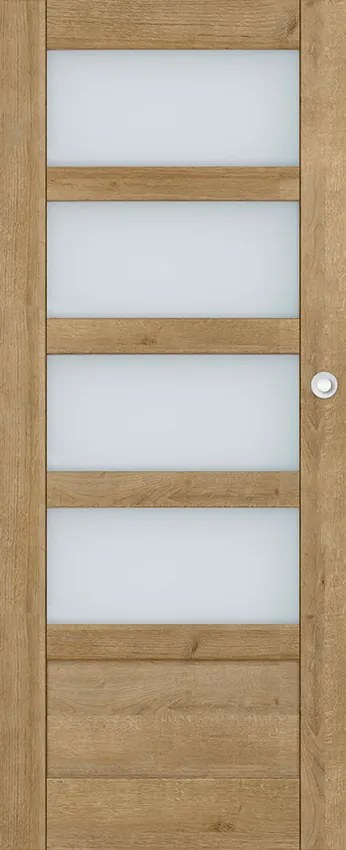 posuvné interiérové dveře do pouzdra BRAGA model 5 Průchozí rozměr: 70 x 197 cm, Orientace dveří: Levé dveře, Dekor: Dub Viking