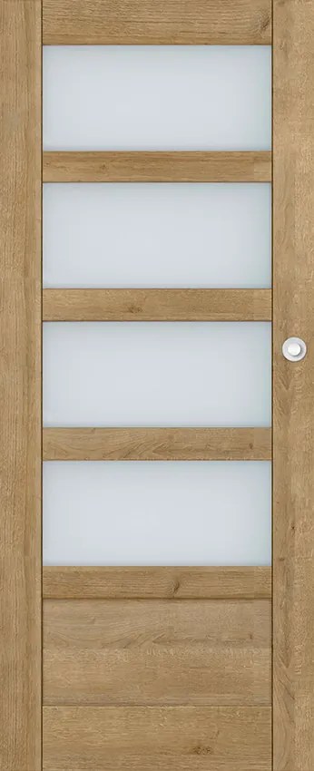 posuvné interiérové dveře do pouzdra BRAGA model 5 Průchozí rozměr: 70 x 197 cm, Orientace dveří: Levé dveře, Dekor: Ořech columbia