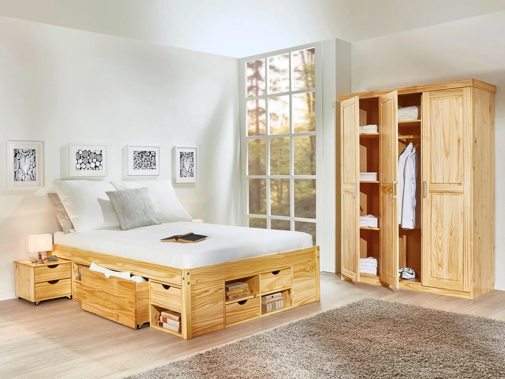 XXXLutz POSTEL S ÚLOŽNÝM PROSTOREM, 140/200 cm přírodní barvy MID.YOU - Jednolůžkové postele - 000528032702