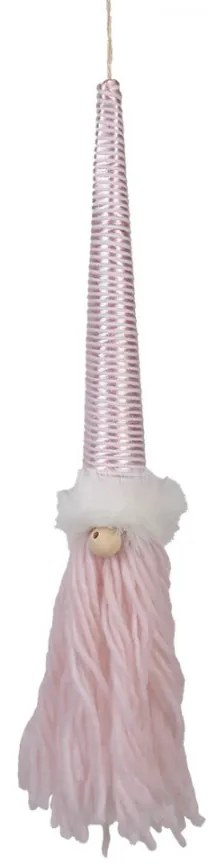 Světle růžová závěsná dekorace skřítek Gnome - 6*6*48 cm
