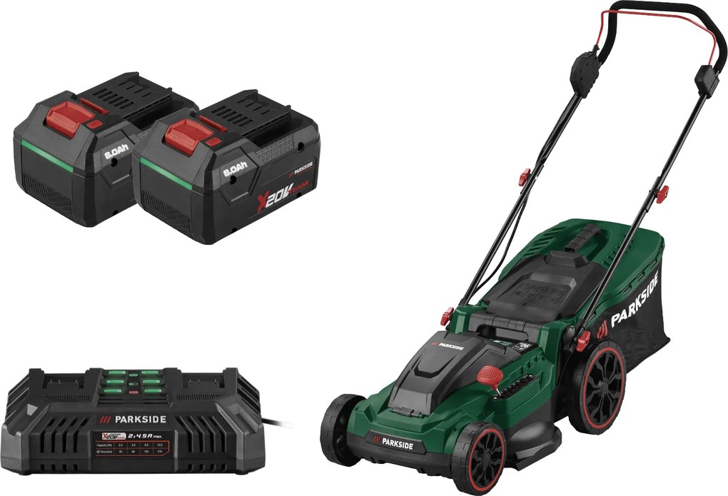 Parkside® Aku sekačka na trávu Parm 41 A1, 2x Smart 8 Ah
