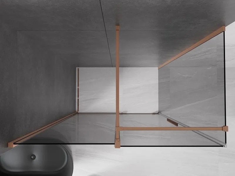 Mexen Velar, sprchový kout s posuvnými dveřmi 130 x 70 cm, 8mm šedé sklo, měděná matná, 871-130-070-41-65