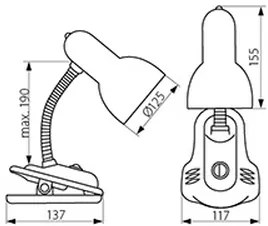 Stolní lampa s klipem Kanlux Suzi 07153 růžová