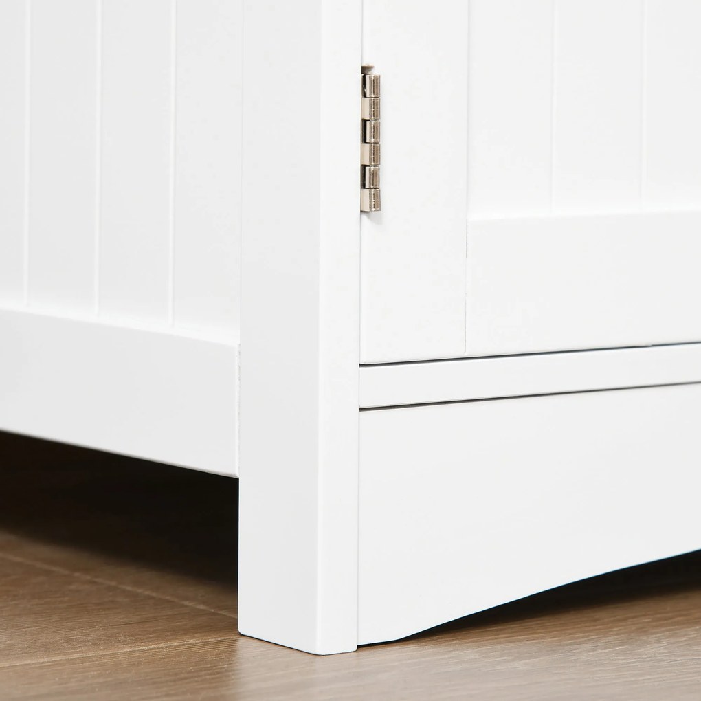 Kleankin Koupelnová skříňka se 3 policemi, šuplíkem a 2 dveřmi – Moderní skříňka na podlaze pro kuchyň, ložnici a obývací pokoj 60x33x122,5 cm Bílá