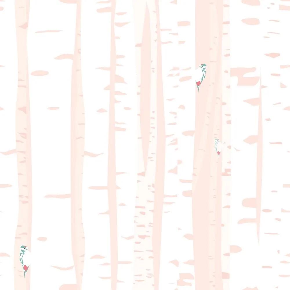 Samolepící tapeta růžové březové stromy - 75x1000 cm