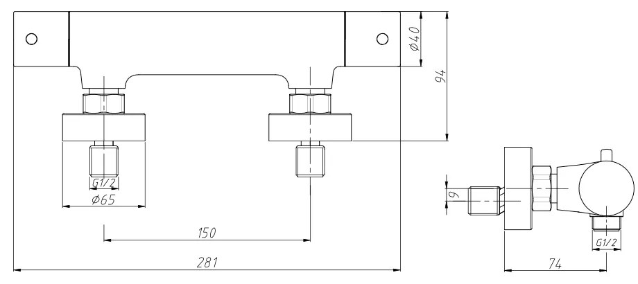 Mereo Mereo, Termostatická nástěnná sprchová baterie bez příslušenství, CB60103TER