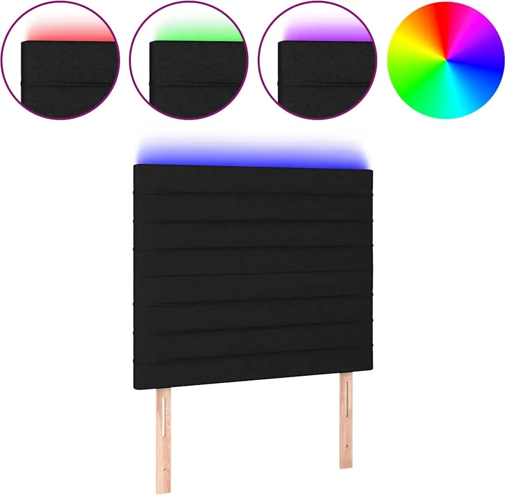 Čelo postele s LED černé 100x5x118/128 cm textil 3122556