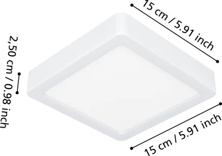Eglo 901335 - LED Koup. stropní svítidlo FUEVA LED/7W/230V 15x15 cm IP44 bílá