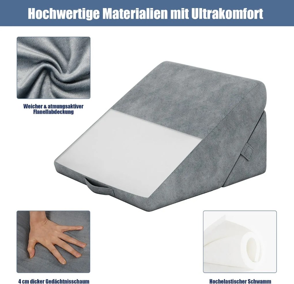 Costway Bed Wedge Polštář Nastavitelný Memory Foam Polštář naklápěcí Klínový