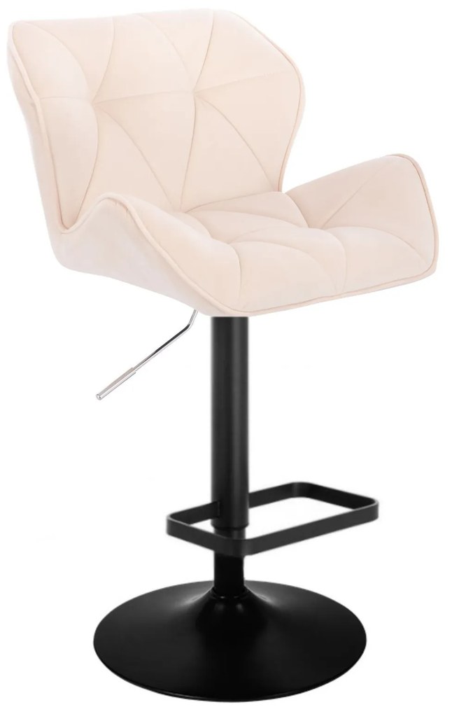 LuxuryForm DESIGN Barová židle MILANO VELUR na černé kulaté podstavě - krémová