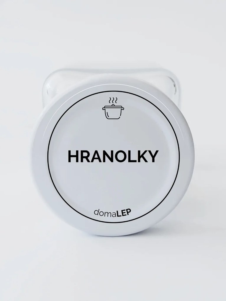 Samolepka na kořenky HRANOLKY průhledná 5 cm tučné písmo