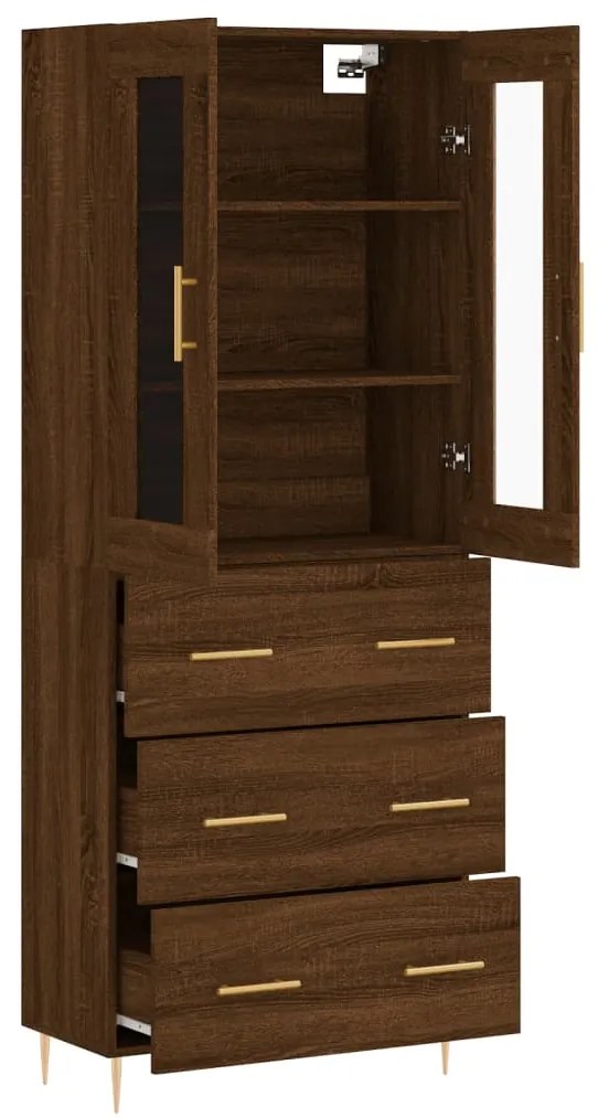 Skříň highboard hnědý dub 69,5 x 34 x 180 cm kompozitní dřevo - Default Title