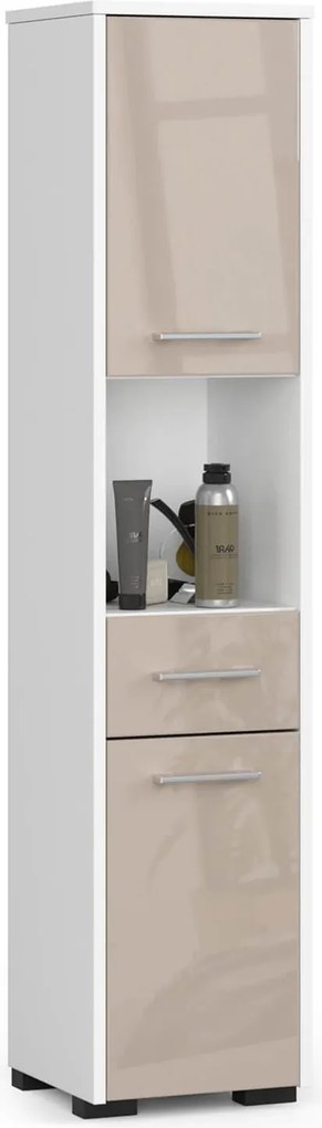 Koupelnová skříňka Fin 30 2D1SZ1W bílá/cappuccino lesk