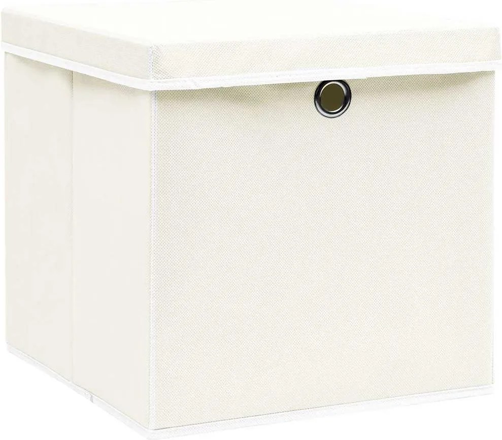 Úložné boxy s víky 4 ks bílé 32 x 32 x 32 cm textil 288350