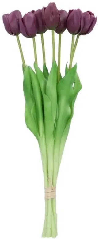 Kytice 7ks fialových realistických tulipánů Tulips - 43cm