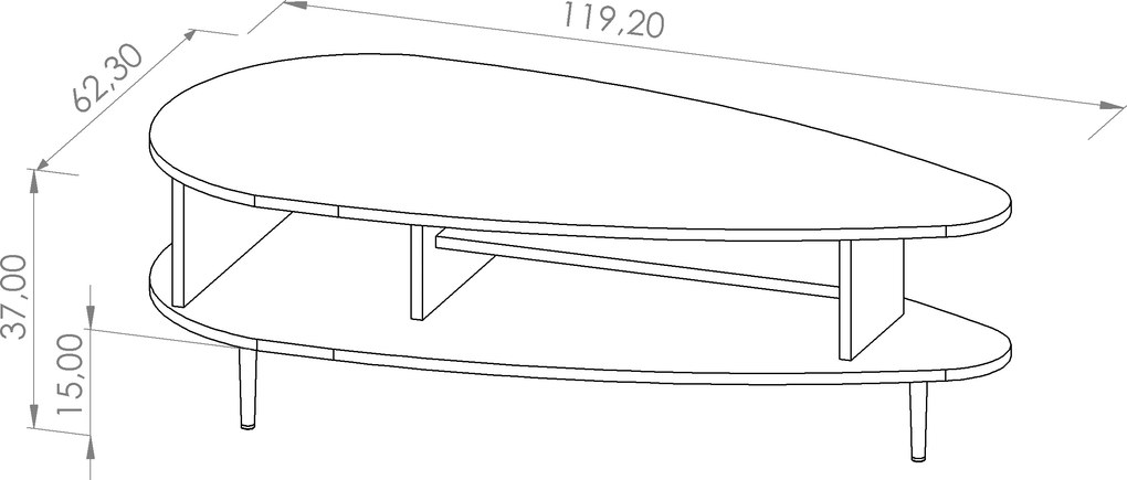 GAB Konferenční stolek NEFERTUM, 119 cm
