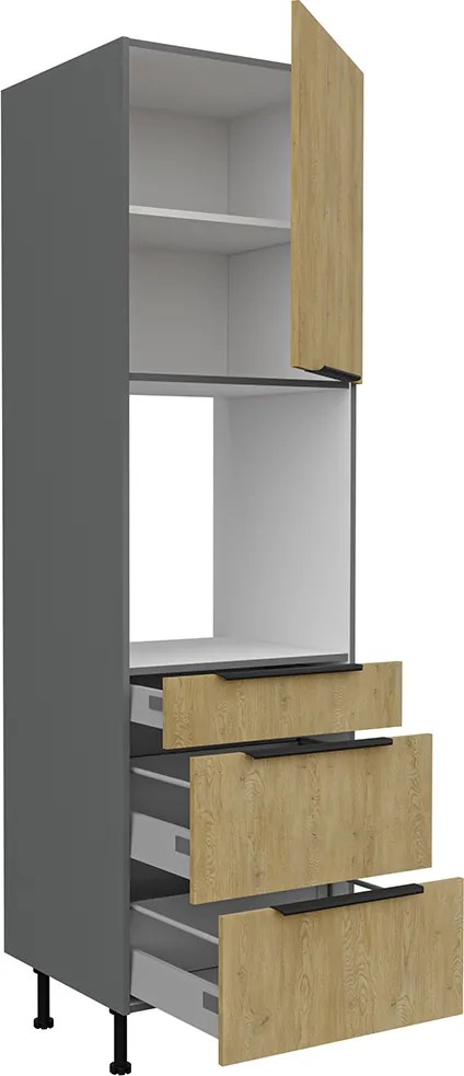 CREMONA ac | vysoká skříňka 60 DPS-215 3S1F na vestavnou troubu | PREMIUM BOX | 60 cm | antracit/cremona