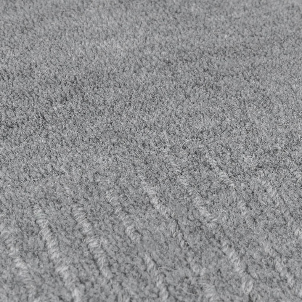 Flair Rugs, Kusový ručně tkaný koberec Tuscany Textured Wool Border Grey Marl, 200x290, šedá, ložnice