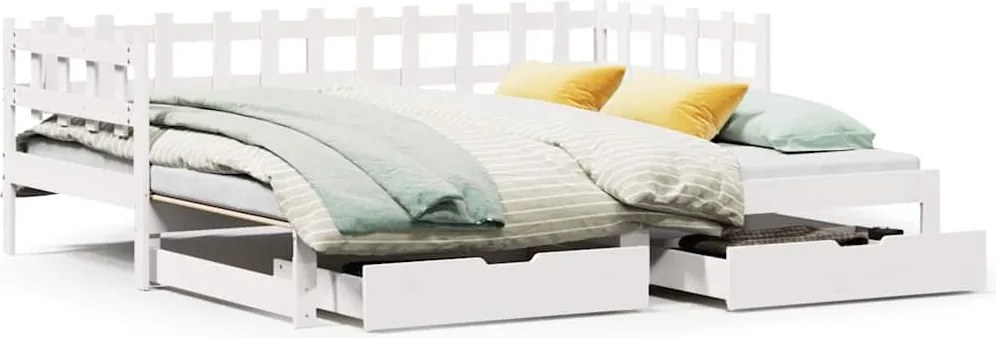Válenda s přistýlkou a zásuvkami bez matrace bílá 90x200 cm 3302252