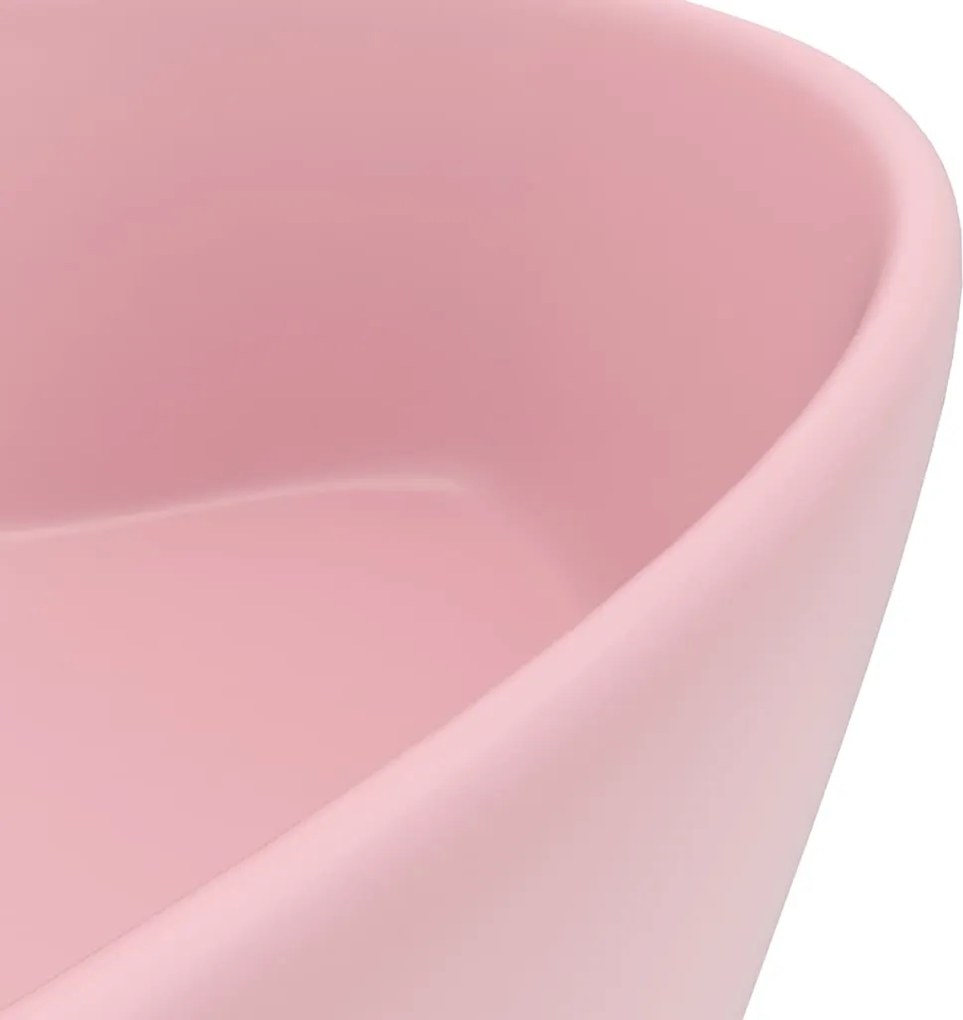 Luxusní umyvadlo s přepadem matné růžové 36 x 13 cm keramické 147032