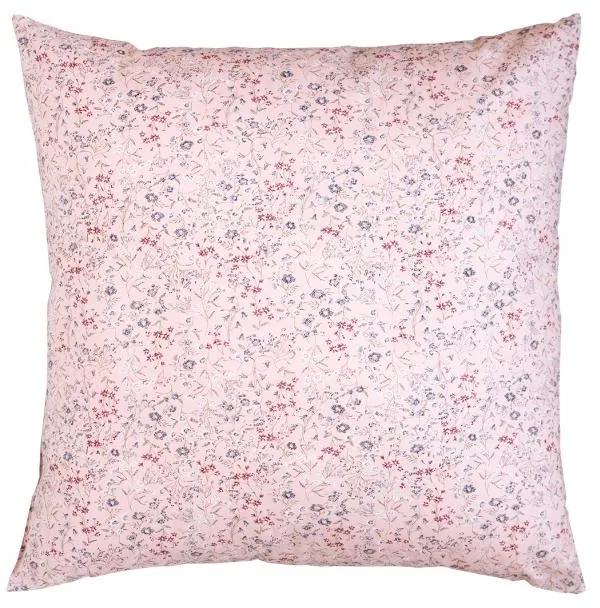 SCANquilt polštářek KLASIK fino flora růžovomodrá 45 x 45 cm