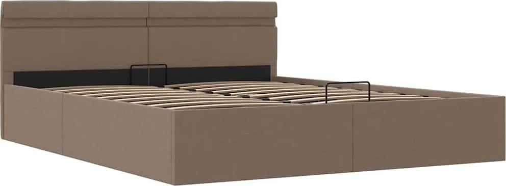 Rám postele s úložným prostorem LED taupe textil 160 x 200 cm 285628