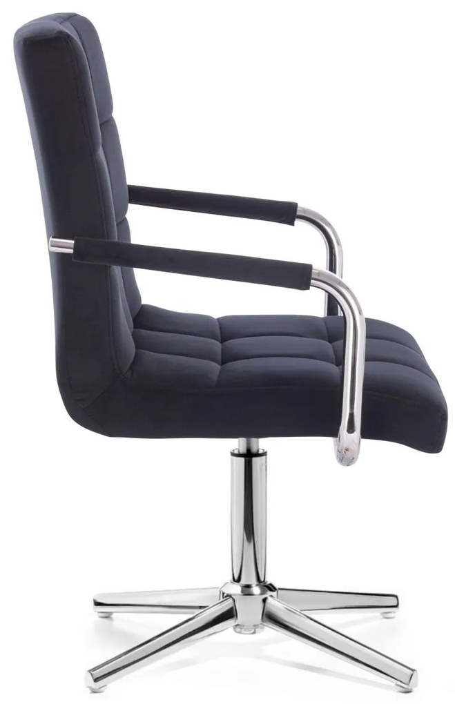 LuxuryForm DESIGN Otočná židle VERONA VELUR na stříbrném kříži - černá