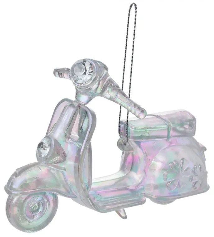 Holografická vánoční ozdoba motorka Vespa – 12 cm