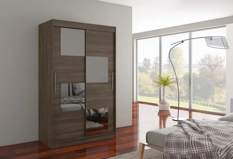 Skříň posuvná se zrcadlem LUGANO 120 choco