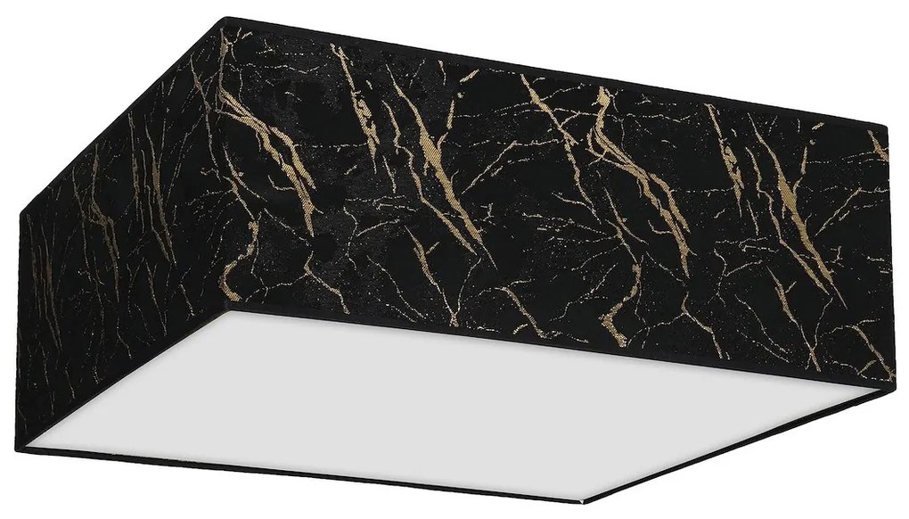 Stropní svítidlo Senso Square, 1x černé/zlaté textilní stínítko, (bílé plexisklo), (50 cm)