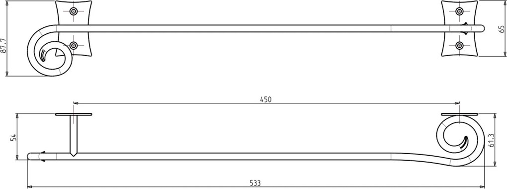 Sapho, REBECCA držák ručníků 450x61mm, černá, CC420