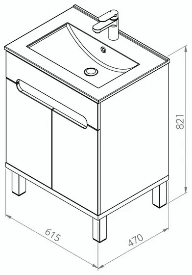 BPS-koupelny Koupelnová skříňka s keramickým umyvadlem Orion W 60