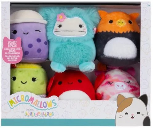 Squishmallows micromallows 6pack gryf, alicorn, burrito, krab, bigfoot, boba