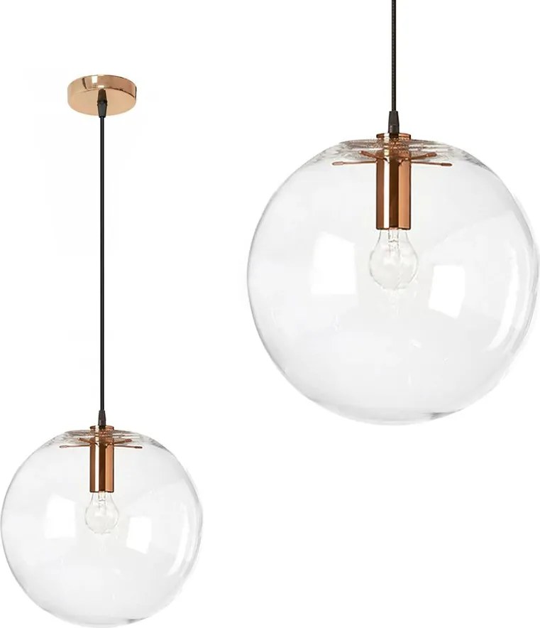Toolight - Závěsné skleněné stropní svítidlo Lassi 20 cm 1xE27, Růžové zlato, OSW-00130