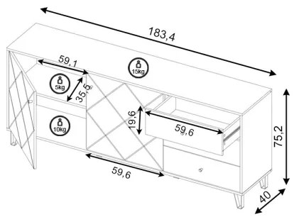 Komoda SULA dub artisan/bílá