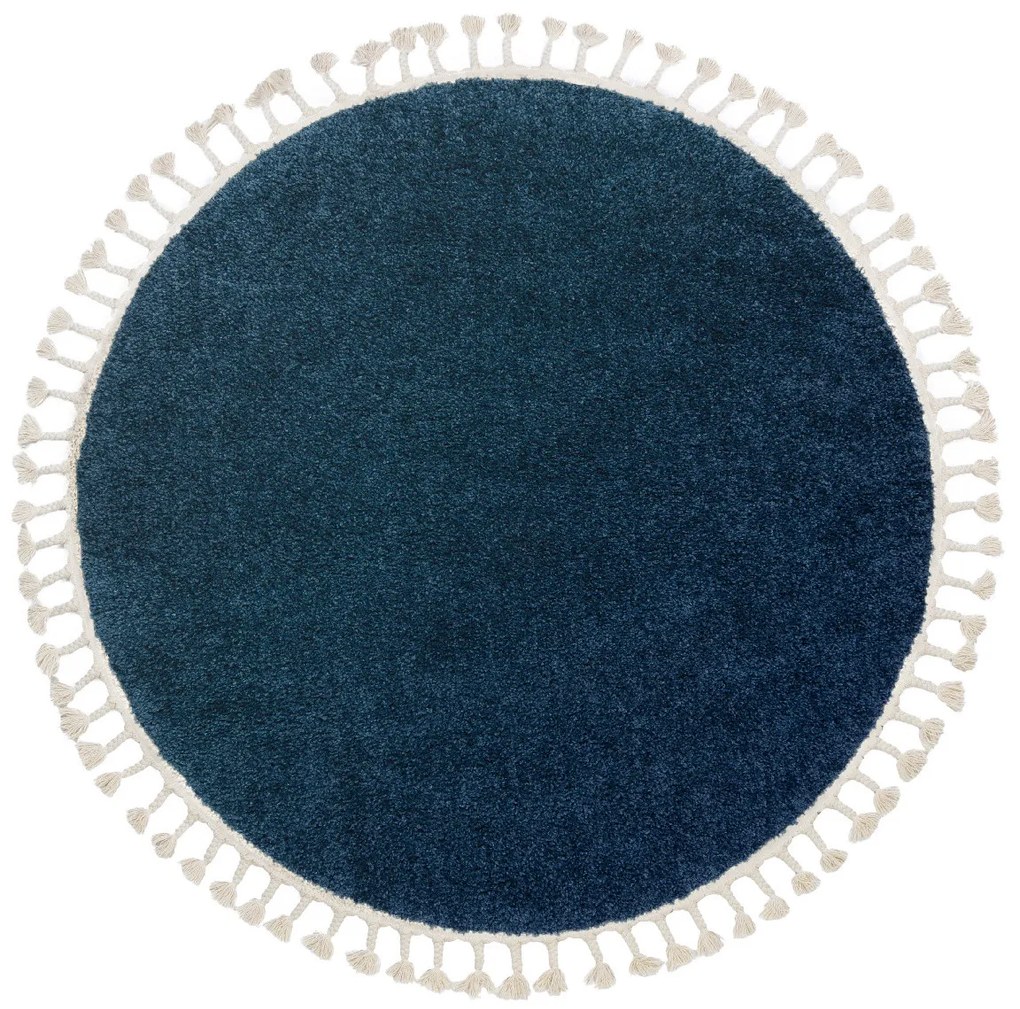 Dywany Łuszczów, Kusový koberec Berber 9000 navy kruh, 120x120 (průměr) kruh, modrá, obývací pokoj