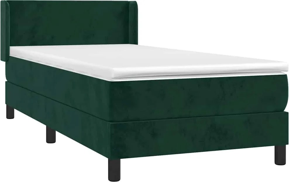 Box spring postel s matrací tmavě zelená 100x200 cm samet 3130826
