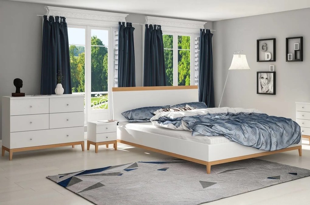 Dřevěná postel s úložným prostorem - Livia - zvýšená  , Buk přírodní, 160x200 cm